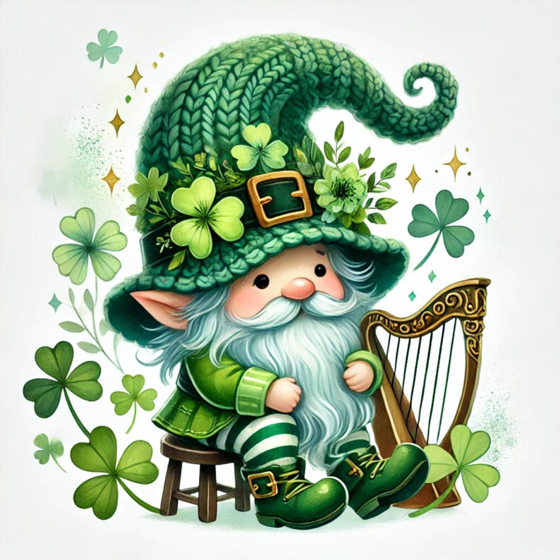 St. Patricks Day Gnomes 2, JPG Clipart Images, Irish Heritage, Shamrock ...