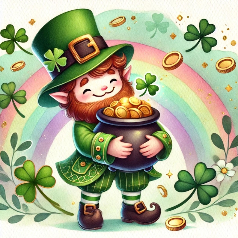 The Leprechaun, Luck of the Irish, Shamrock, Rainbows, Whimsical ...