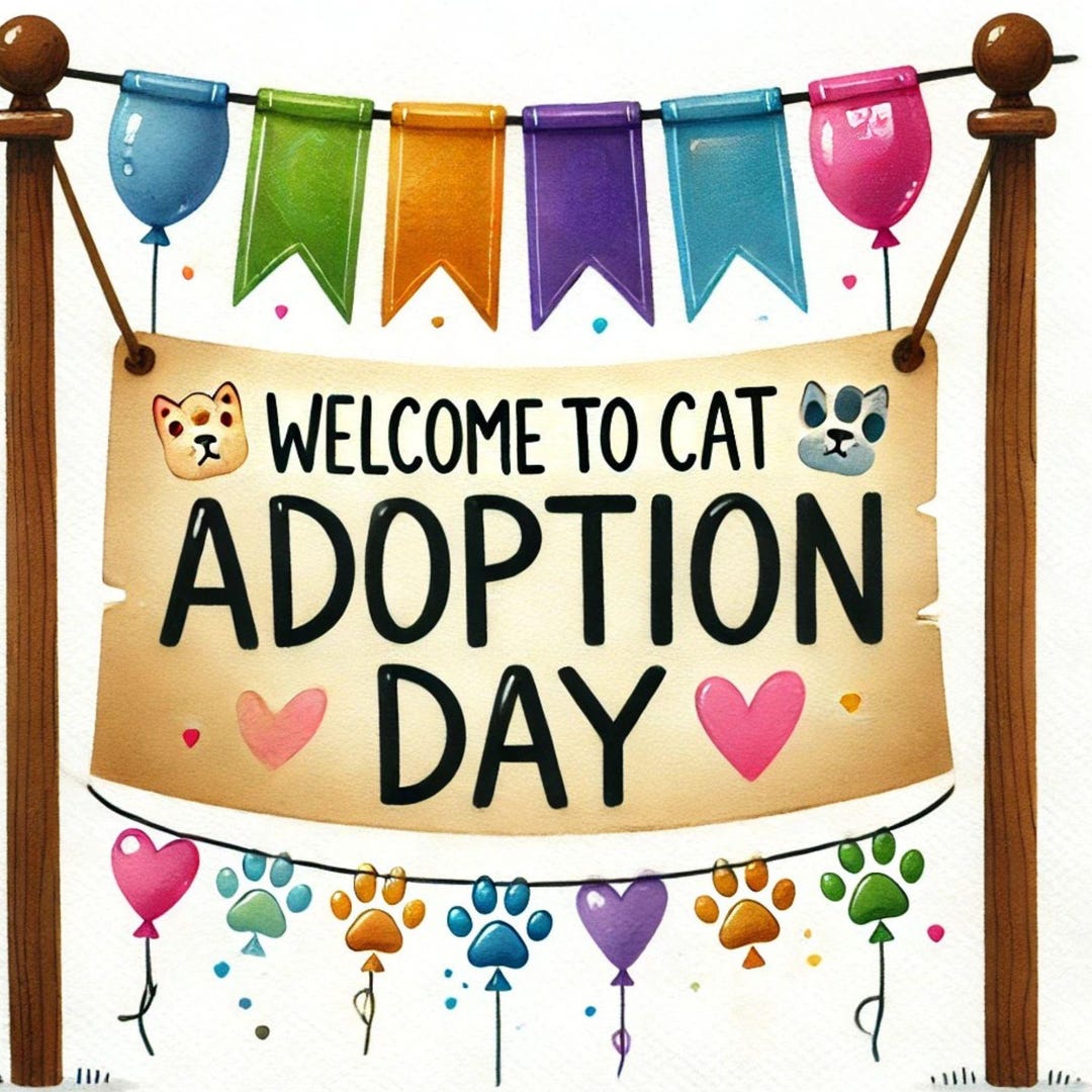 Cat Adoption Art, Pet Rescue Clipart, Cute Cat Graphics, Adopt Cat ...
