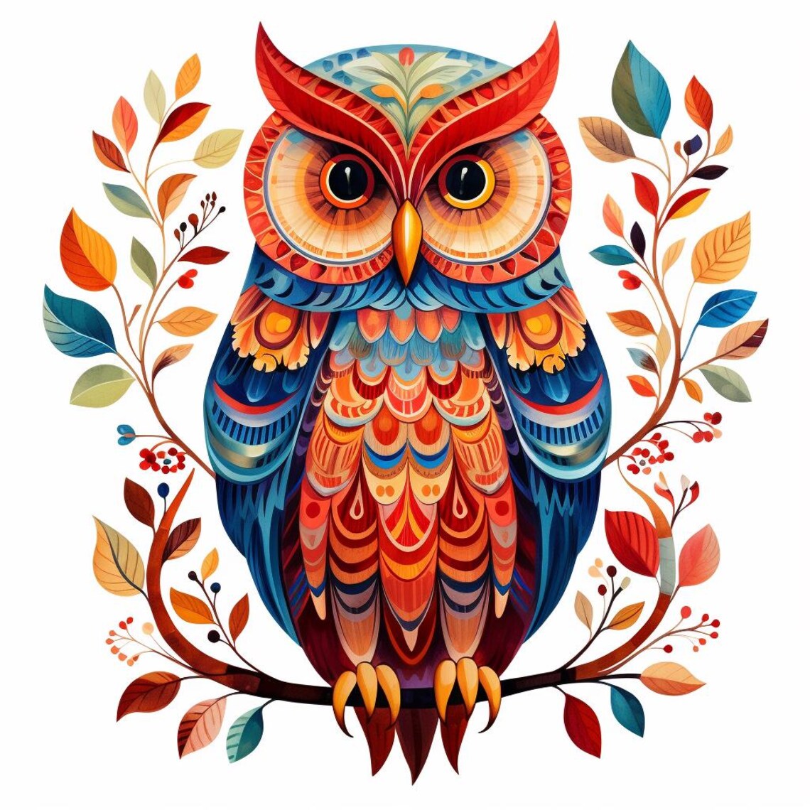 Autumn Owl, Fall Owl Art, Woodland Owl, Owl Decor, Autumn Bird, Fall ...