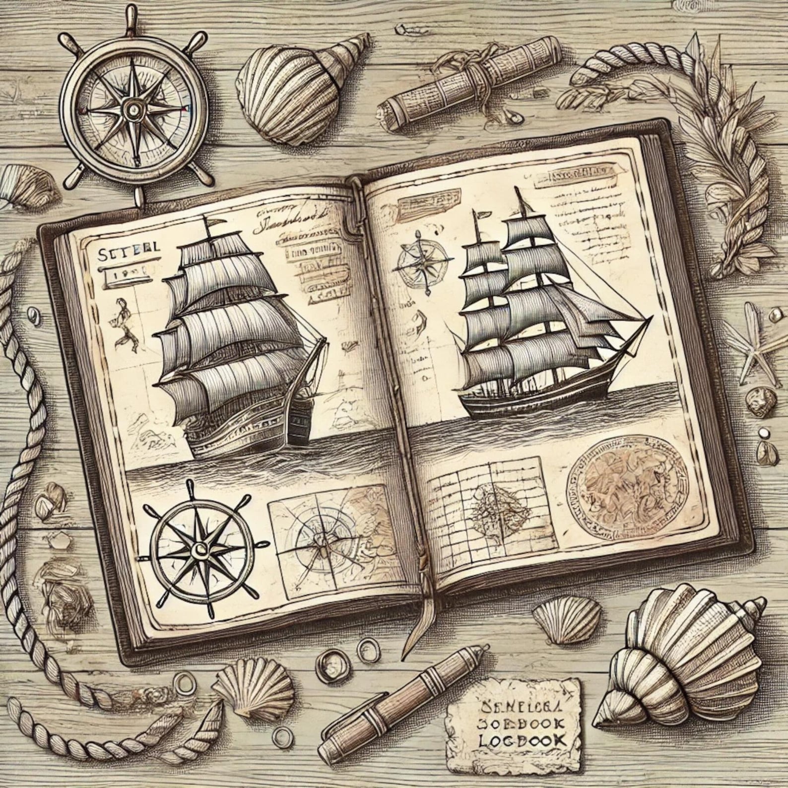 Sailors Journey, Nautical Adventure, Ocean Voyage Art, Maritime Charm ...