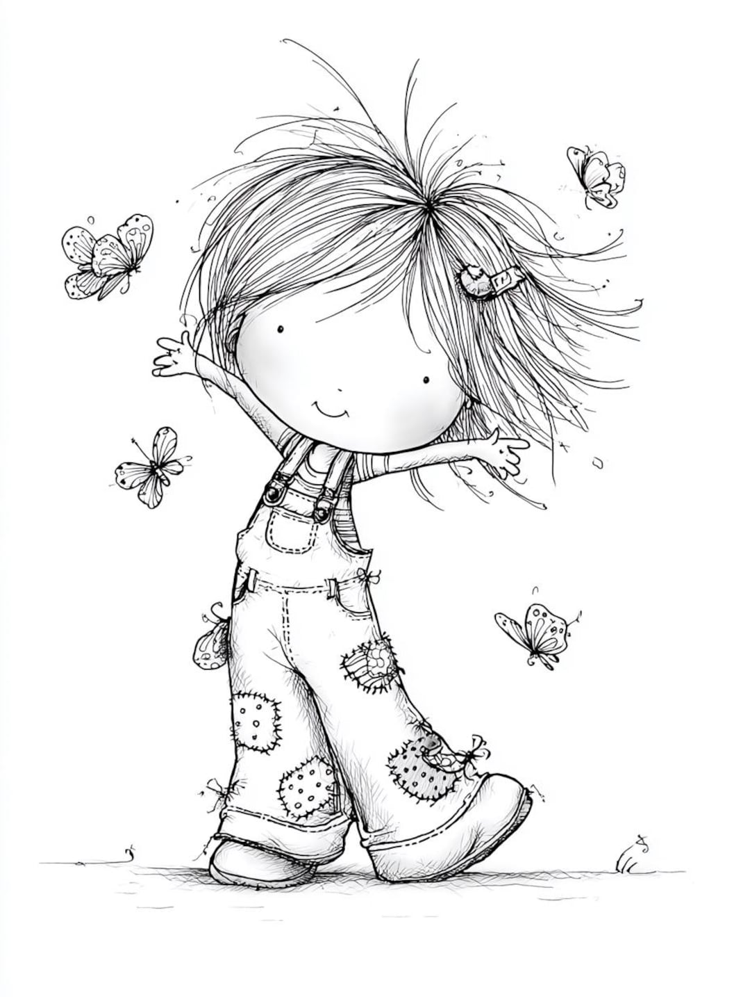 Girl With Wings, Cute Overalls, Dancing Girl Art, Butterfly Joy, Whimsy ...