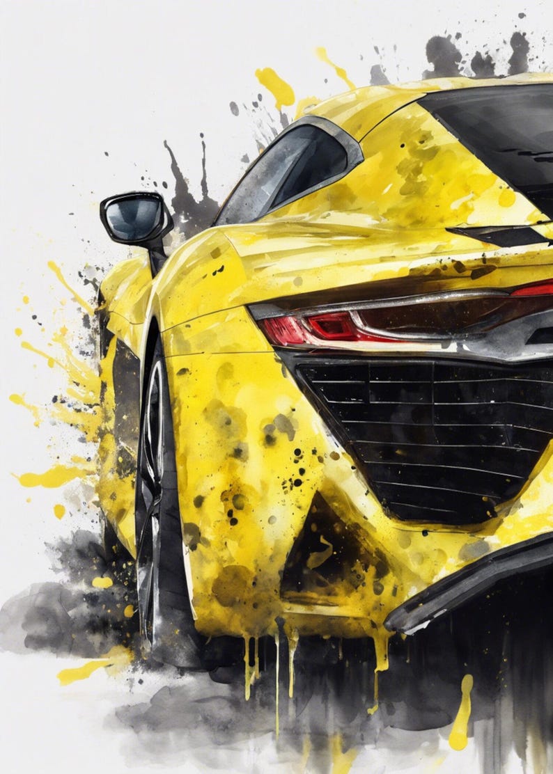 Set of 12 Watercolor Cars High Performance Vehicle, Racing Cars, Street ...