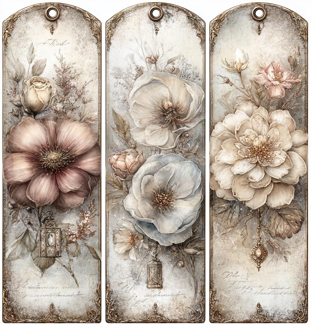 Vintage Floral Tags CLIPART, Antique Flower Ephemera, Botanical Gift ...