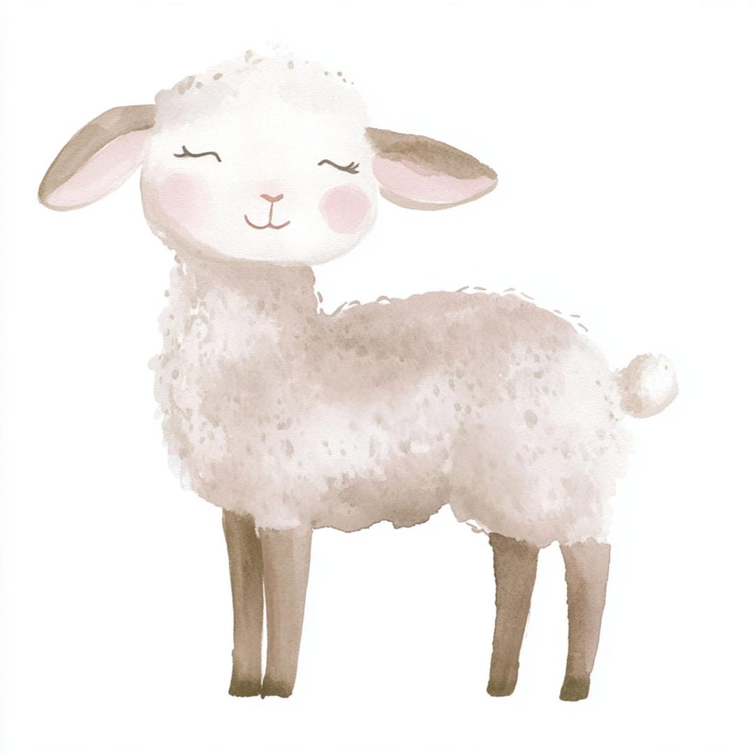 Lamb Clipart, Baby Sheep Art, Cute Farm Animal, Watercolor Lamb ...