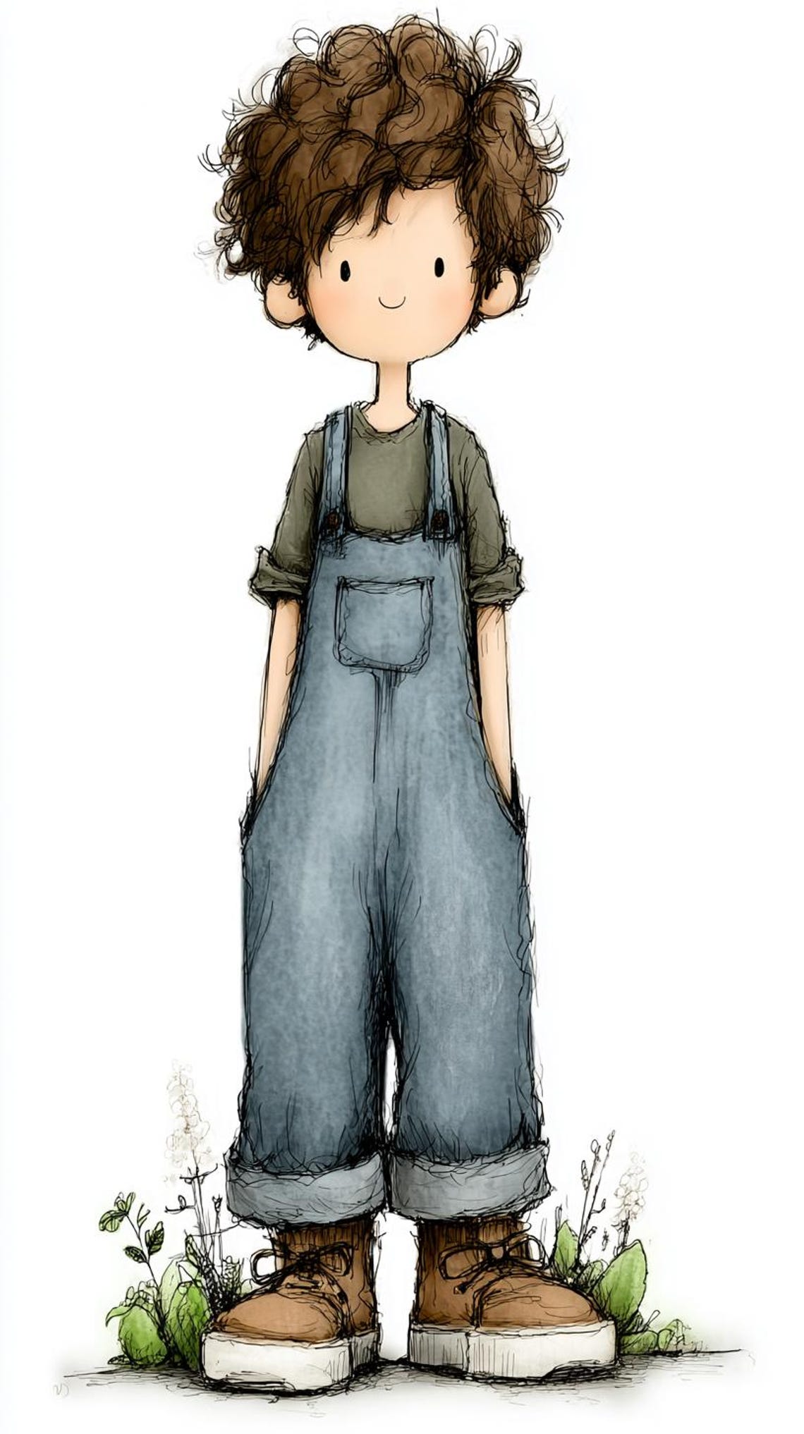 Whimsical Boys CLIPART, Storybook Child Illustrations, Curly Hair Kids ...