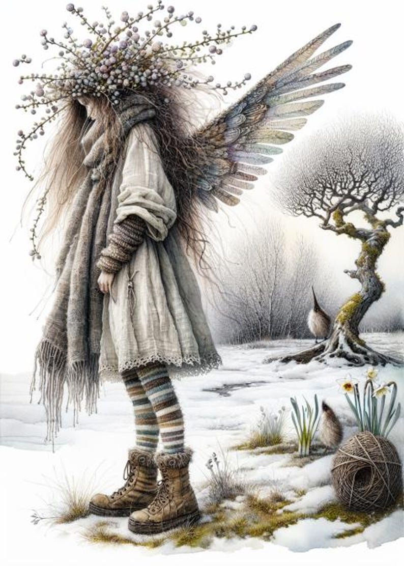Spring Angel, Quirky Angel, Whimsical Angel, Spring Theme, Spring ...