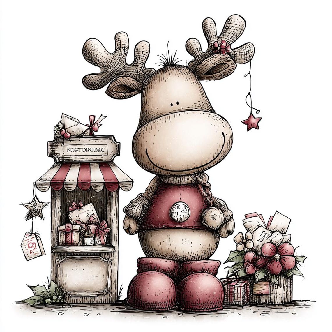 Reindeer Post, Christmas Mail, Festive Deer, Holiday Letters, Winter ...