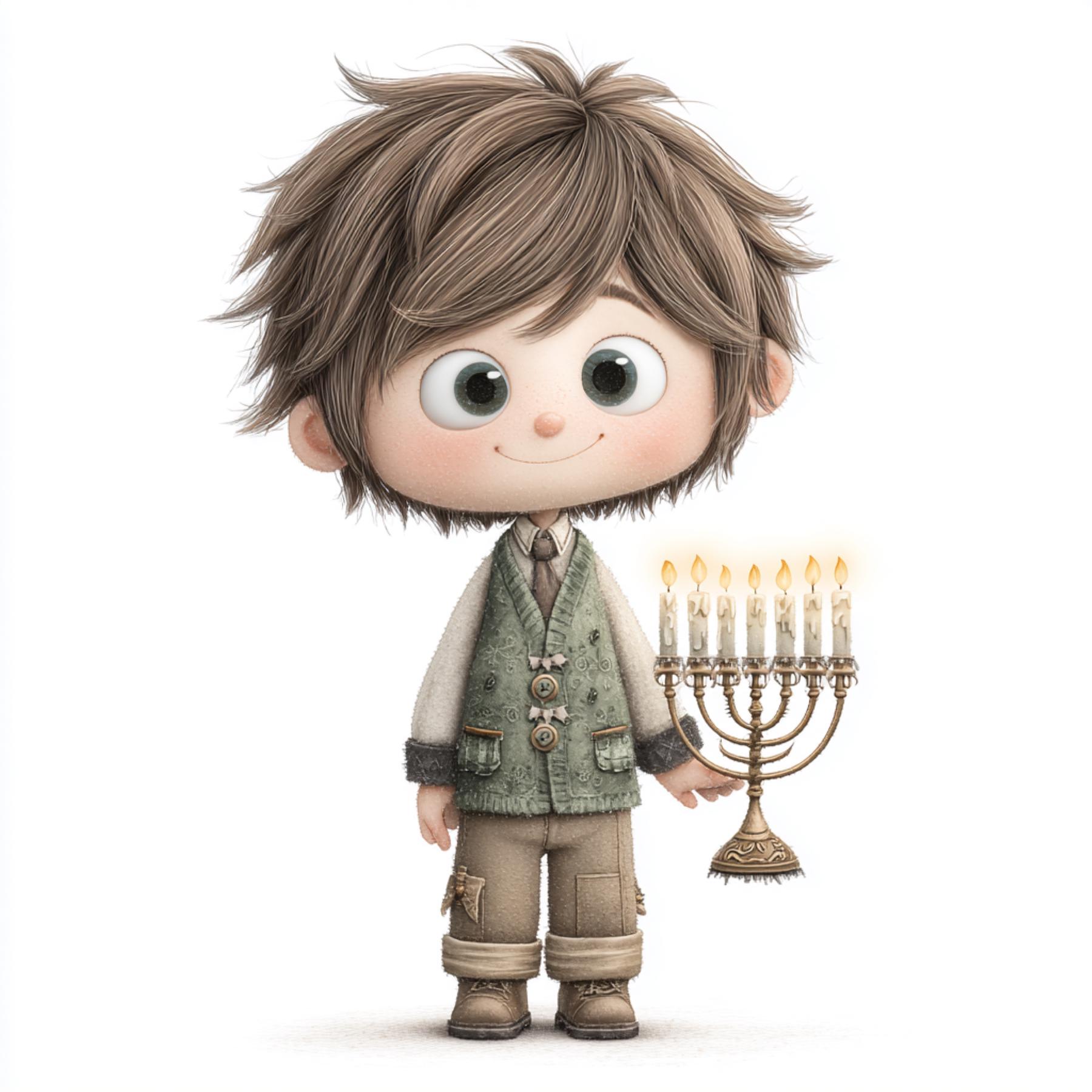 Menorah Boy, Hanukkah Art, Jewish Child, Cute Menorah, Holiday Clipart ...