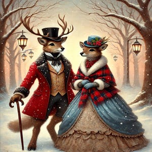 Victorian Reindeer - 12 Jpg Reindeer Images, Cute Reindeer, Dressed up ...
