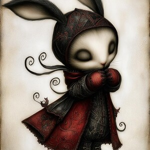 Victorian Rabbits, Red Cloak Bunny, Storybook Rabbit Art, Steampunk ...