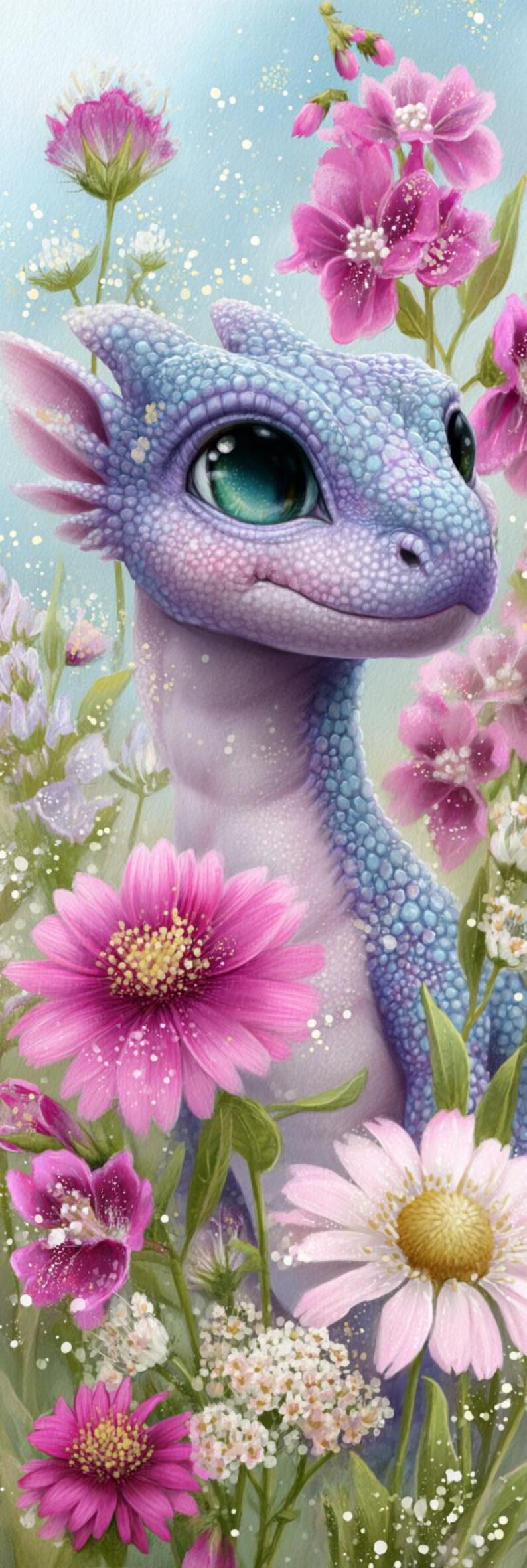 Baby Dragon Art, Fantasy Dragon, Cute Dragon PNG, Dragon and Flowers ...