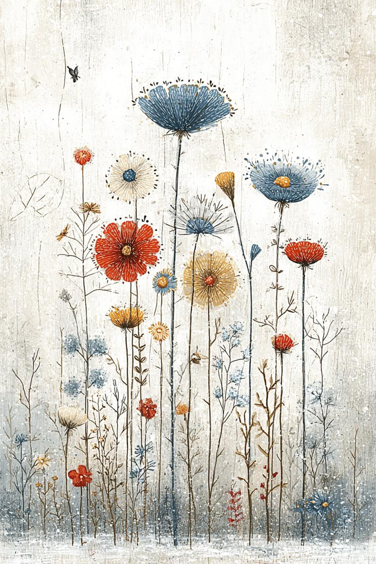 Wildflower Art, Botanical Print, Nature Wall Art, Whimsical Flowers ...