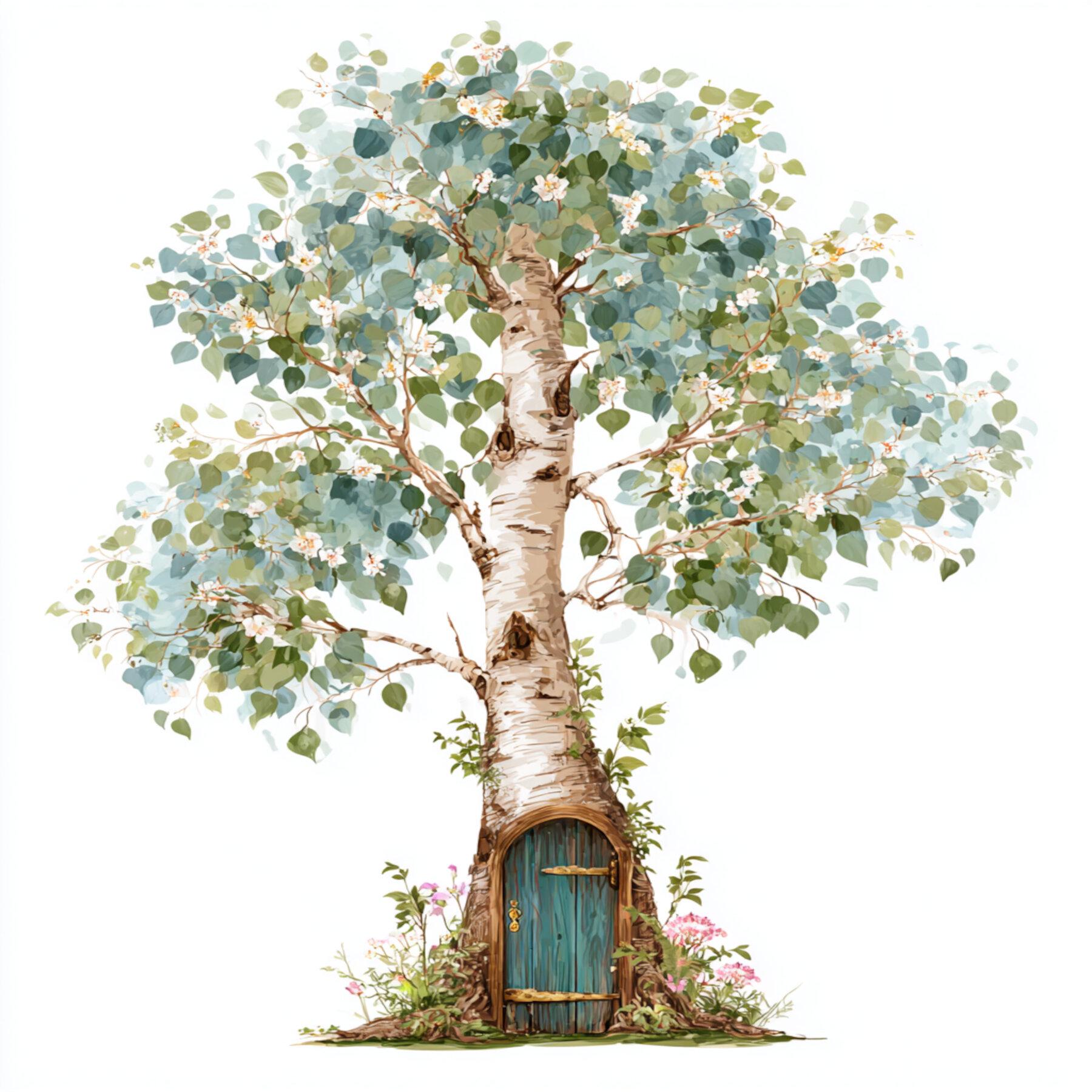 Tree House Art, Fairy Tree, Whimsy Home, Birch Cottage, Treehouse Door ...