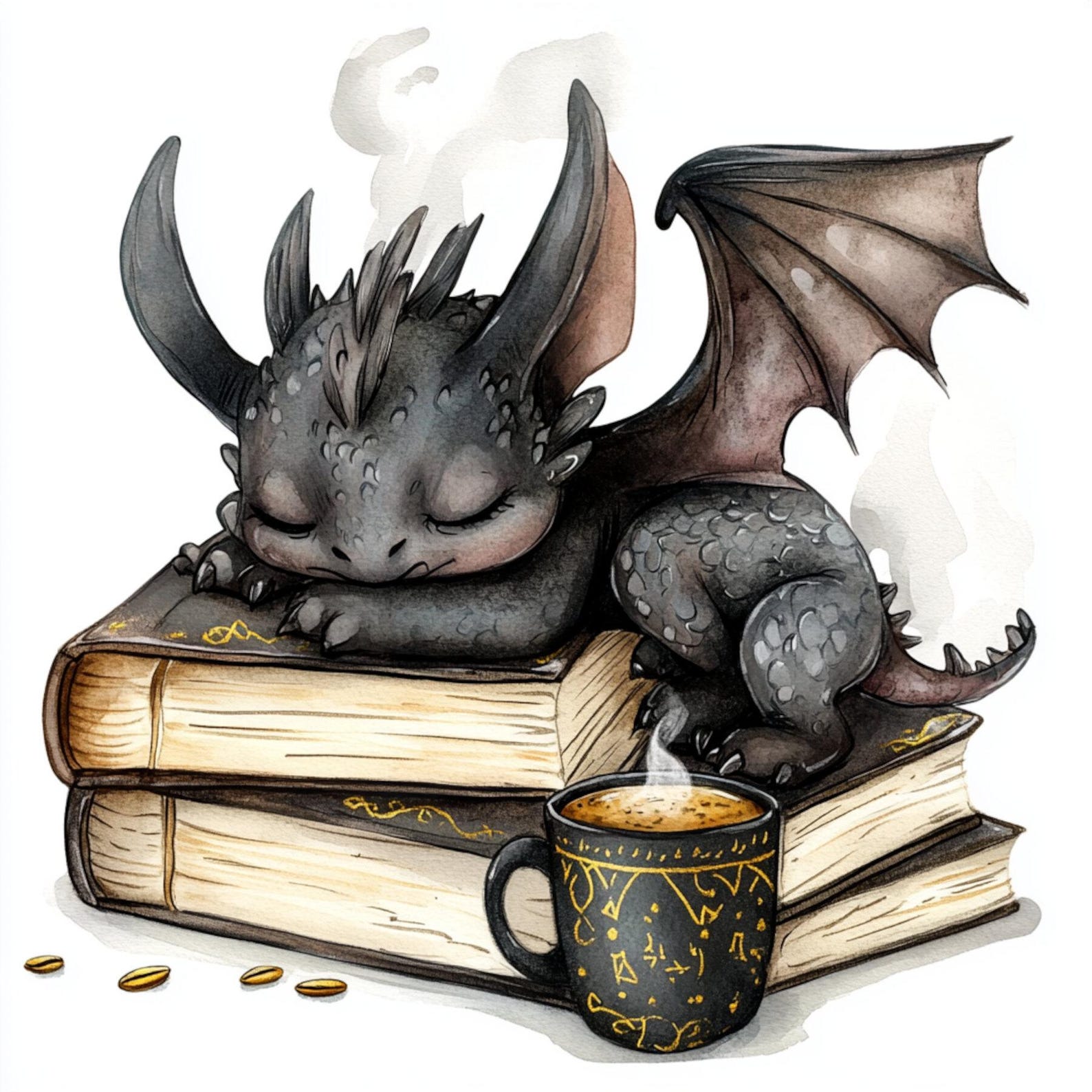 Dragon Book Art, Baby Dragon Art, Cozy Fantasy, Gothic Coffee, Bookish ...