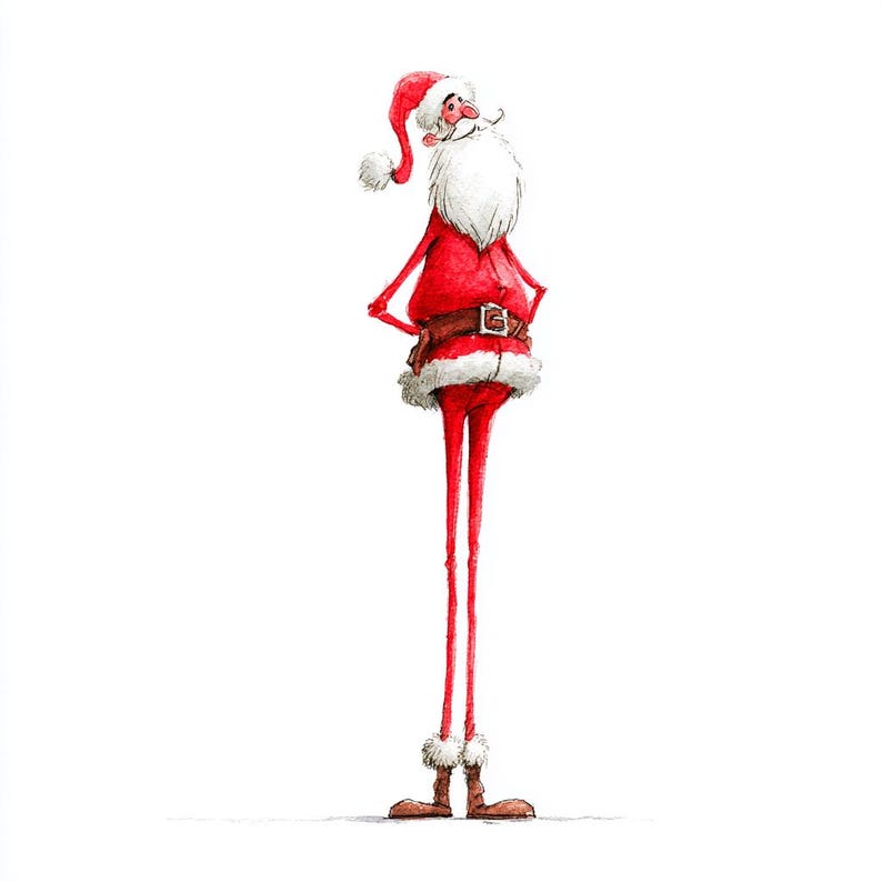 Long Tall Santa, Skinny Santa, Santa Art, Christmas Decor, Holiday ...