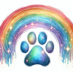 Rainbow Paw Prints 2, Colorful Pet Art, Vibrant Paw Prints, Rainbow ...