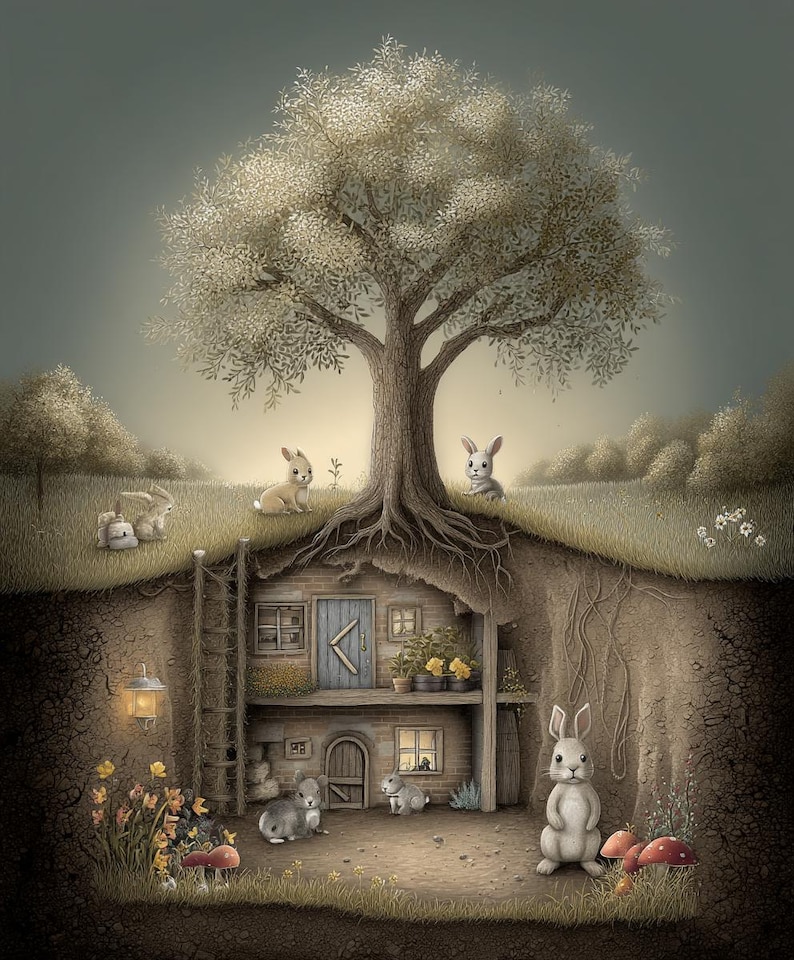 Bunny Burrow Cottage CLIPART Underground Rabbit Home Storybook ...
