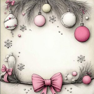 Vintage Pink Christmas Frames, Shabby Chic Scrapbook Borders, Festive ...