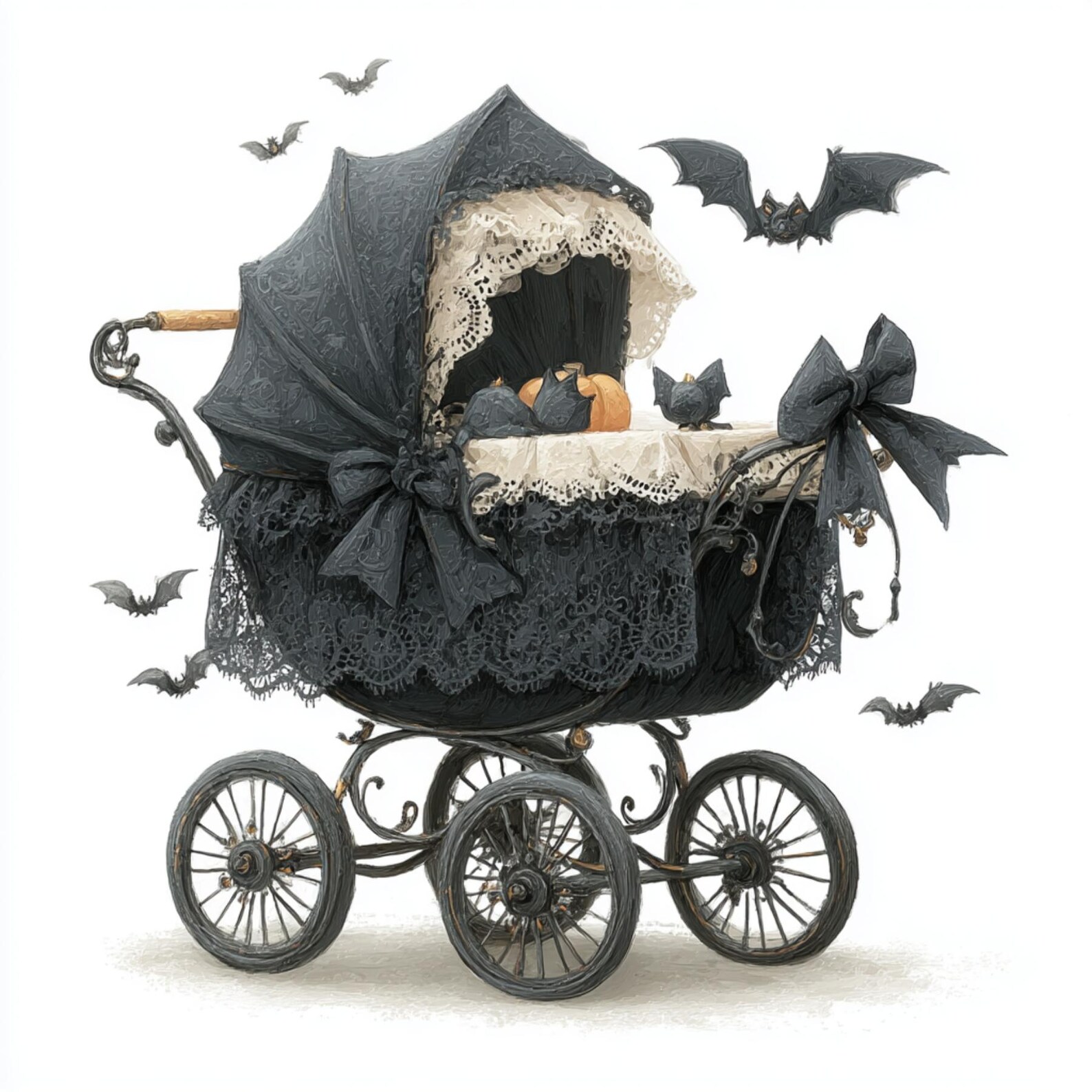 Halloween Baby, Goth Baby Decor, Spooky Pram Art, Halloween Stroller ...