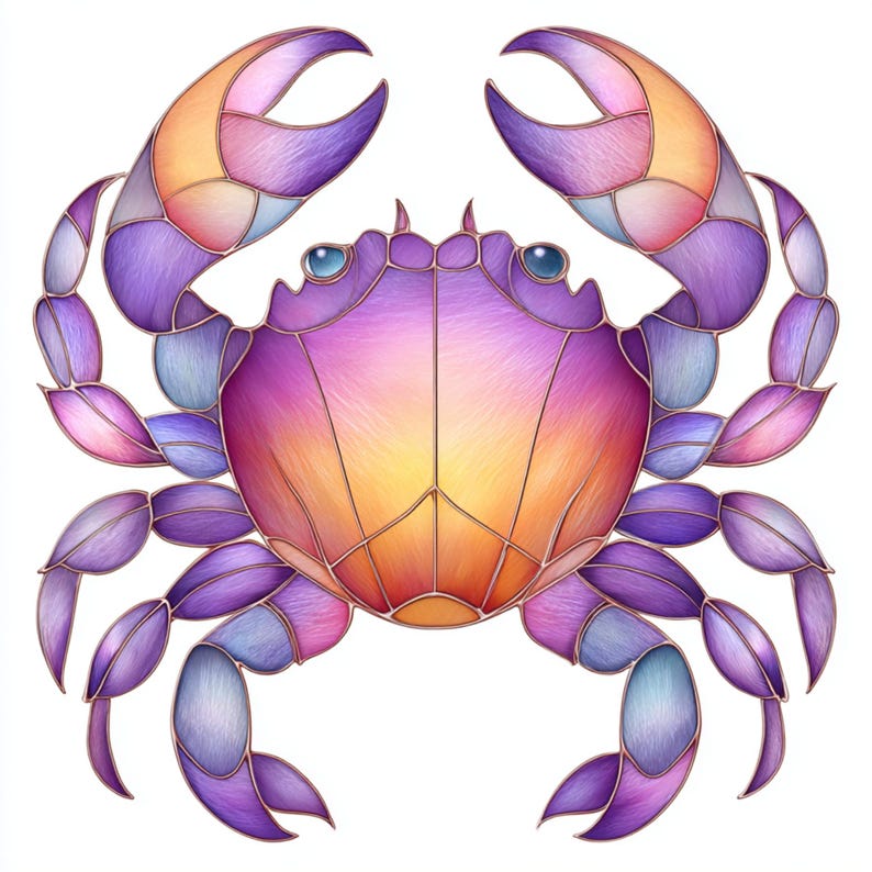 Prism Claw, Crab Clipart, Stained Crab, Sea Glass Crab, Ocean Animal ...