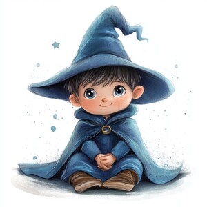 Baby Wizard, Magic Book, Wizard Hat, Cute Mage, Little Wizard, Spell ...