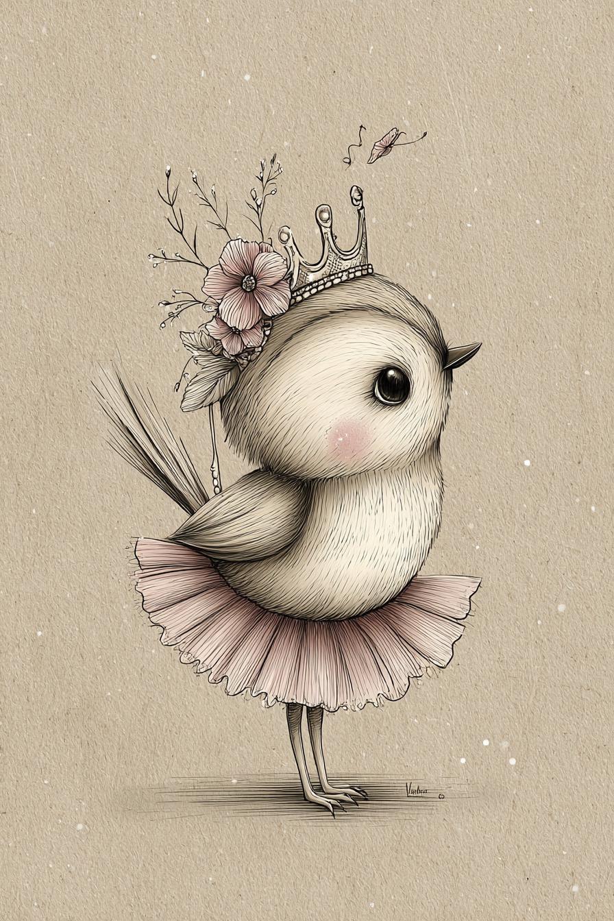Bird Ballerina, Cute Bird Art, Pink Tutu Bird, Ballet Bird Pic, Bird in ...