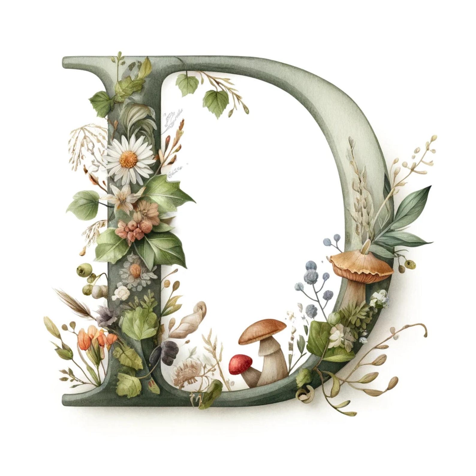 Fleurabet, Botanical Letters, Floral Alphabet, Watercolor Clipart ...