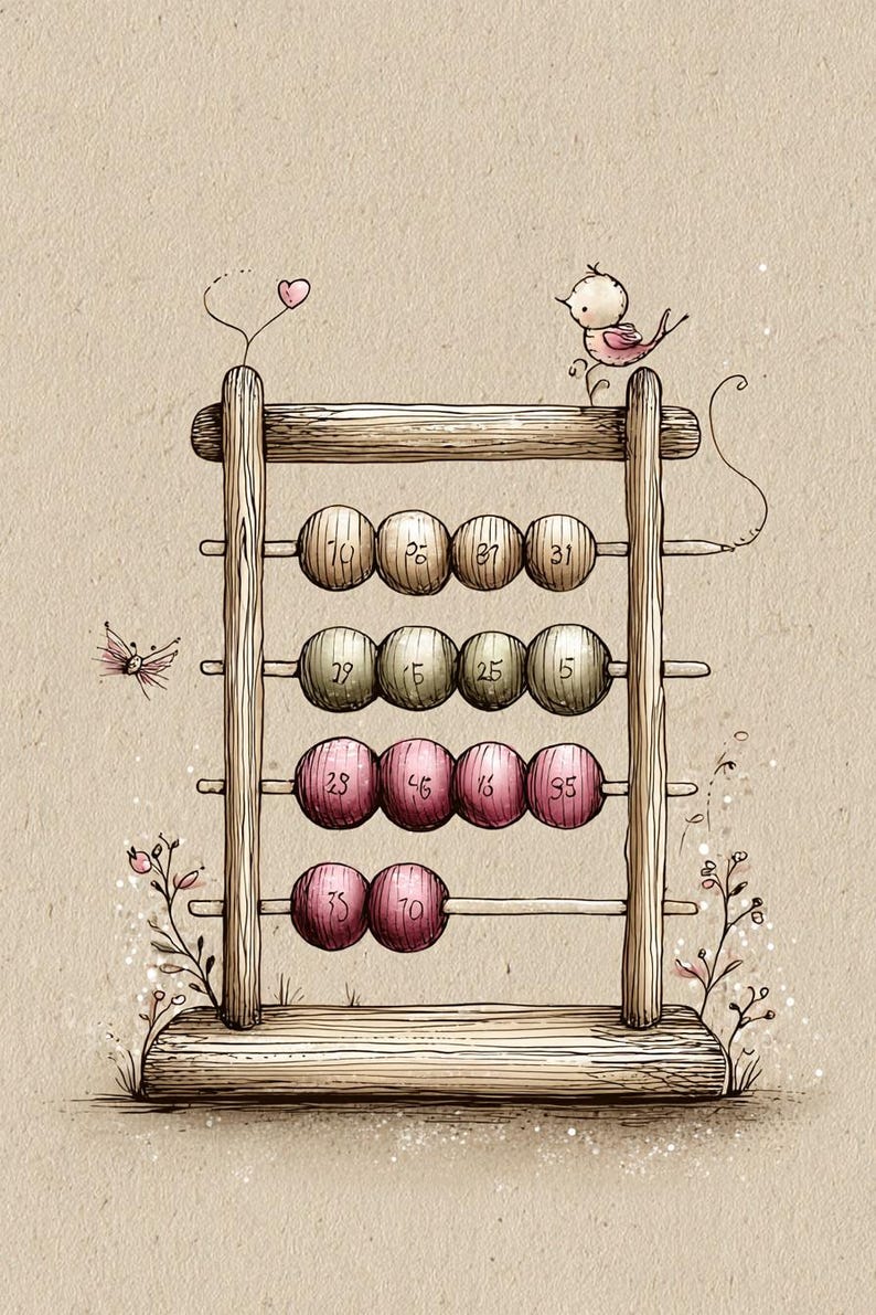 Abacus Drawing, Pastel Abacus, Kids Math Art, Counting Toy, Learn to ...