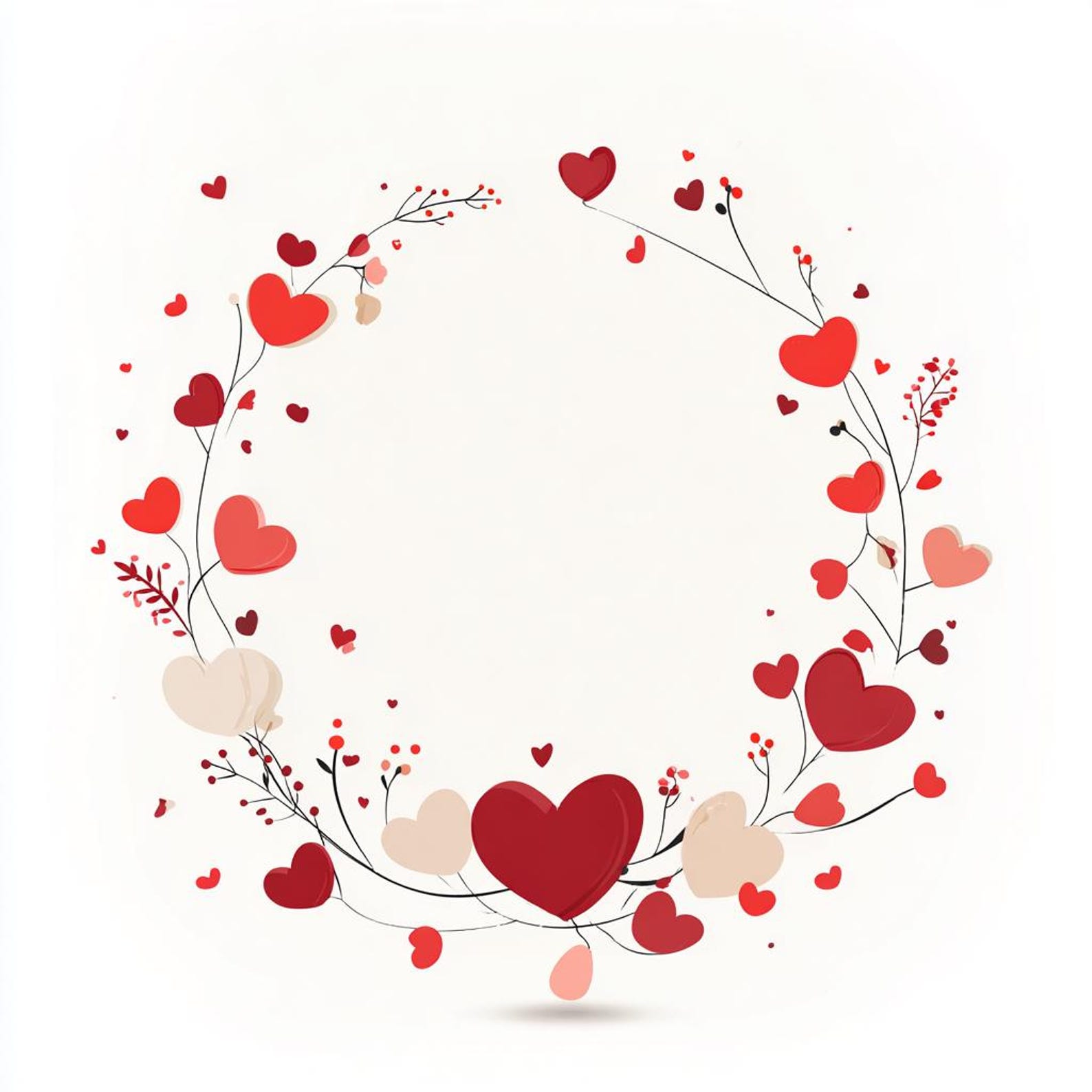 Heart Wreath Clipart, Valentine's Day Circle Frame PNG, Love Wreath ...