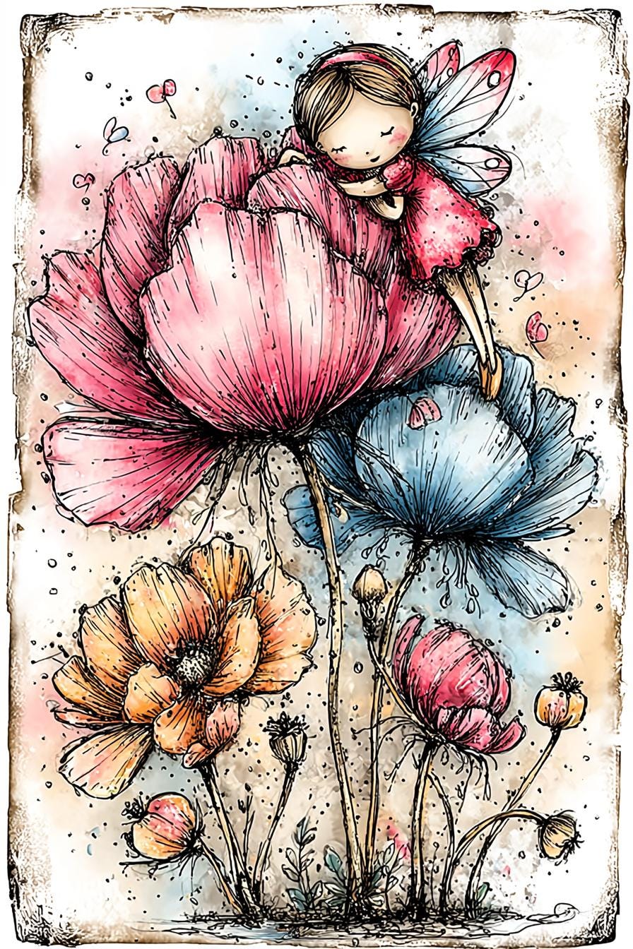 Flower Fairy, Whimsical Bloom, Cute Floral Fairy, Magical Petal Girl ...