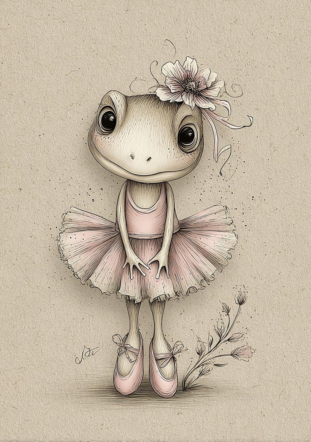 Frog Ballerina, Cute Frog Art, Ballet Animal, Pink Tutu Frog, Frog in ...