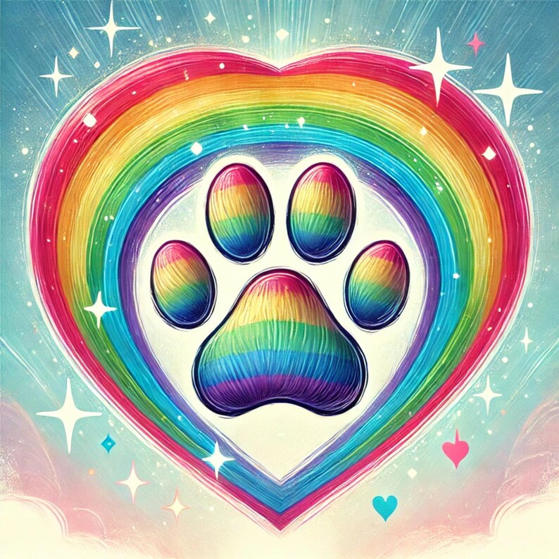 Paw Print Hearts, Rainbow Paw Prints, Pets, Rainbow Art, Paw Print ...
