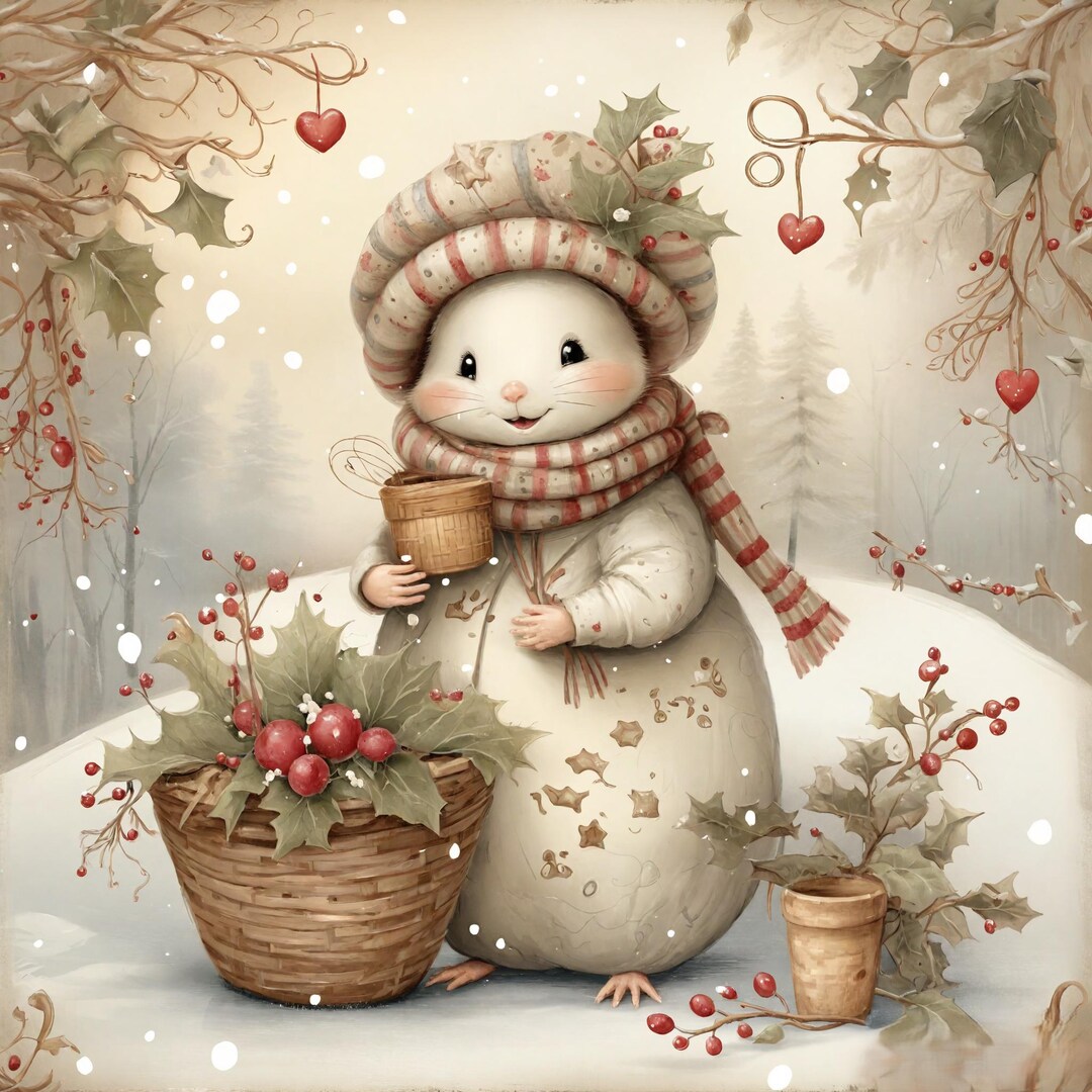 12 Whimsical Christmas Mice, 12 High Quality Pgns Digital Download ...