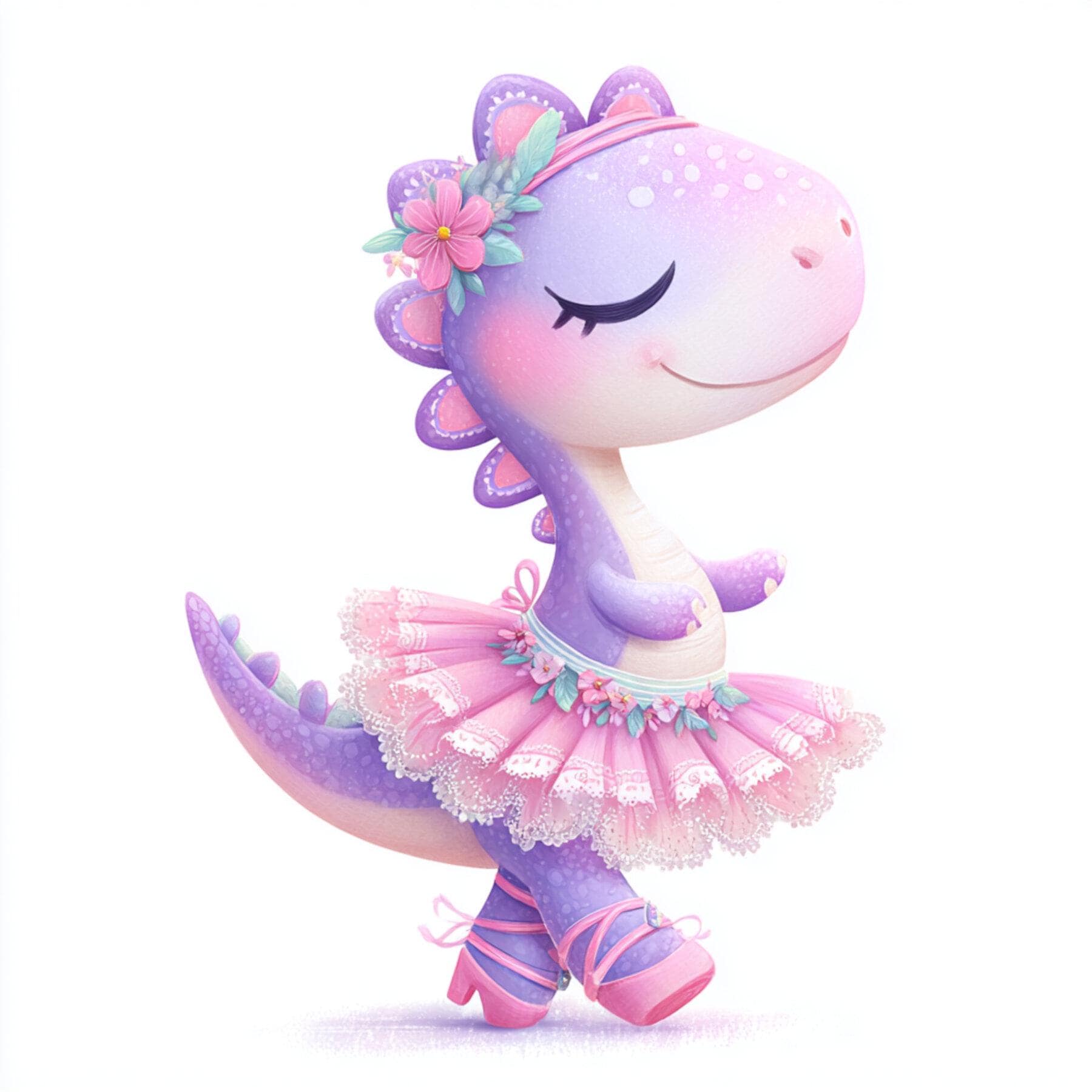 Dino Ballerina, Dinosaur Dance Art, Pink Tutu Dino, Ballet Dinosaur ...