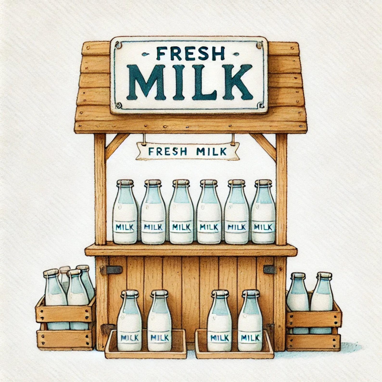 The Dairy Shop, Milk Shop Clipart, Cheese Store Art, Fresh Dairy Art ...