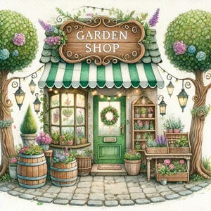 Garden Shop, Plant Store Art, Flower Shop Clip, Nursery Clipart, Plant ...