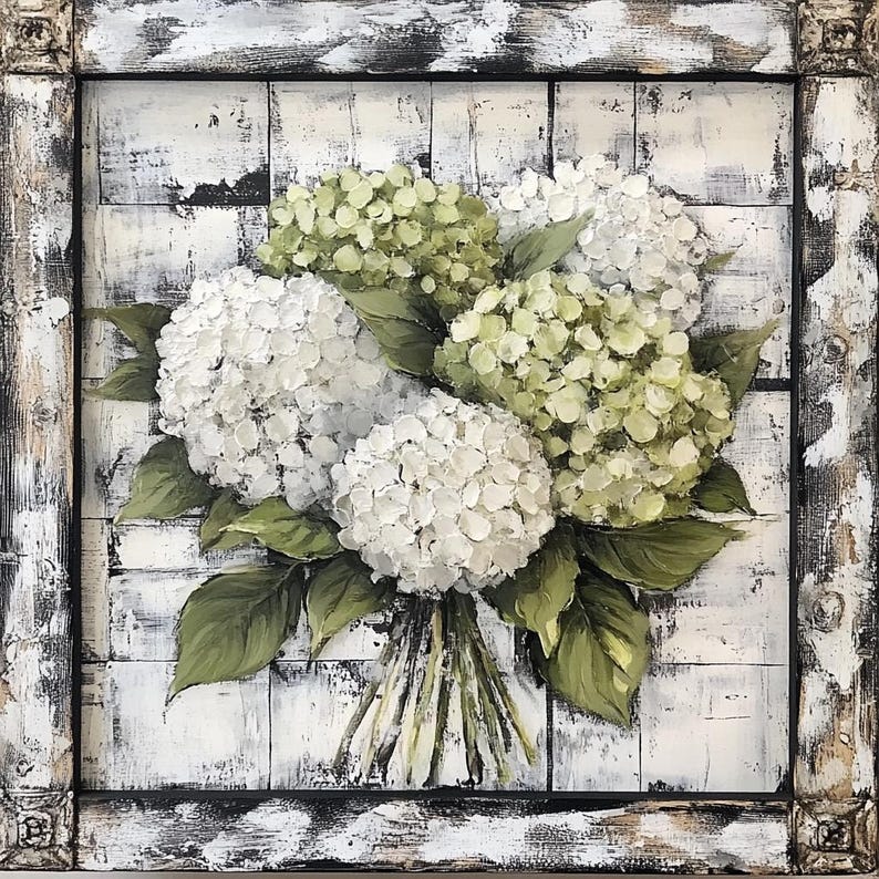 Rustic Florals, Farmhouse Art, Hydrangea Wall, Floral Decor ...