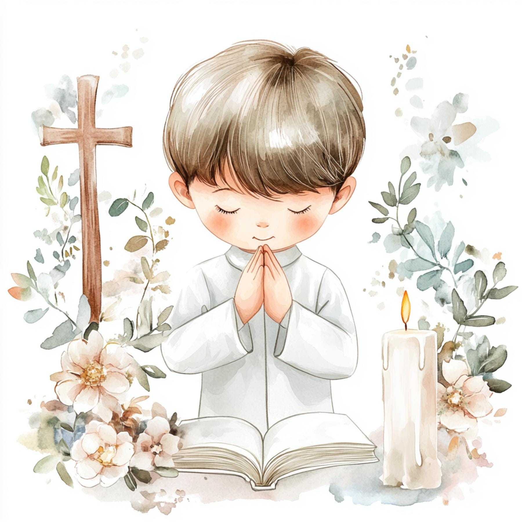 First Communion Boy CLIPART, Praying Child Watercolor, Religious ...