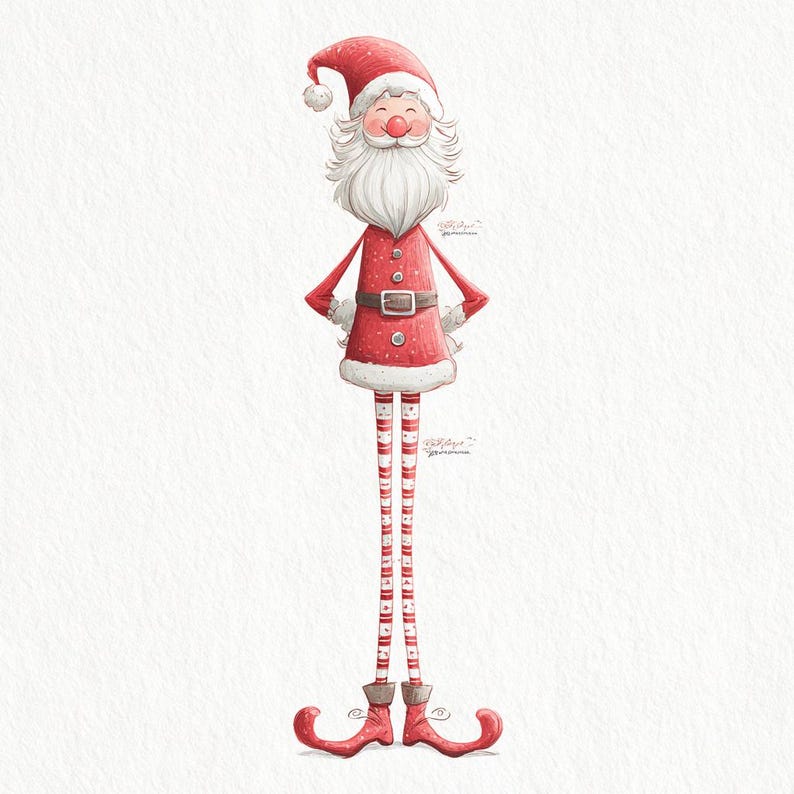 Long Tall Santa, Skinny Santa, Santa Art, Christmas Decor, Holiday ...