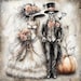 Halloween Couple, Gothic Wedding, Spooky Bride, Pumpkin Groom, Skeleton ...