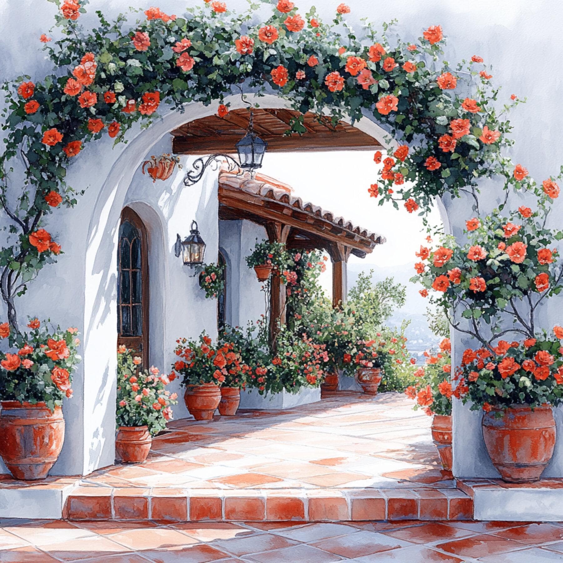 Italian Courtyard, Villa Wall Art, Garden Arch Art, Patio Print, Tuscan ...