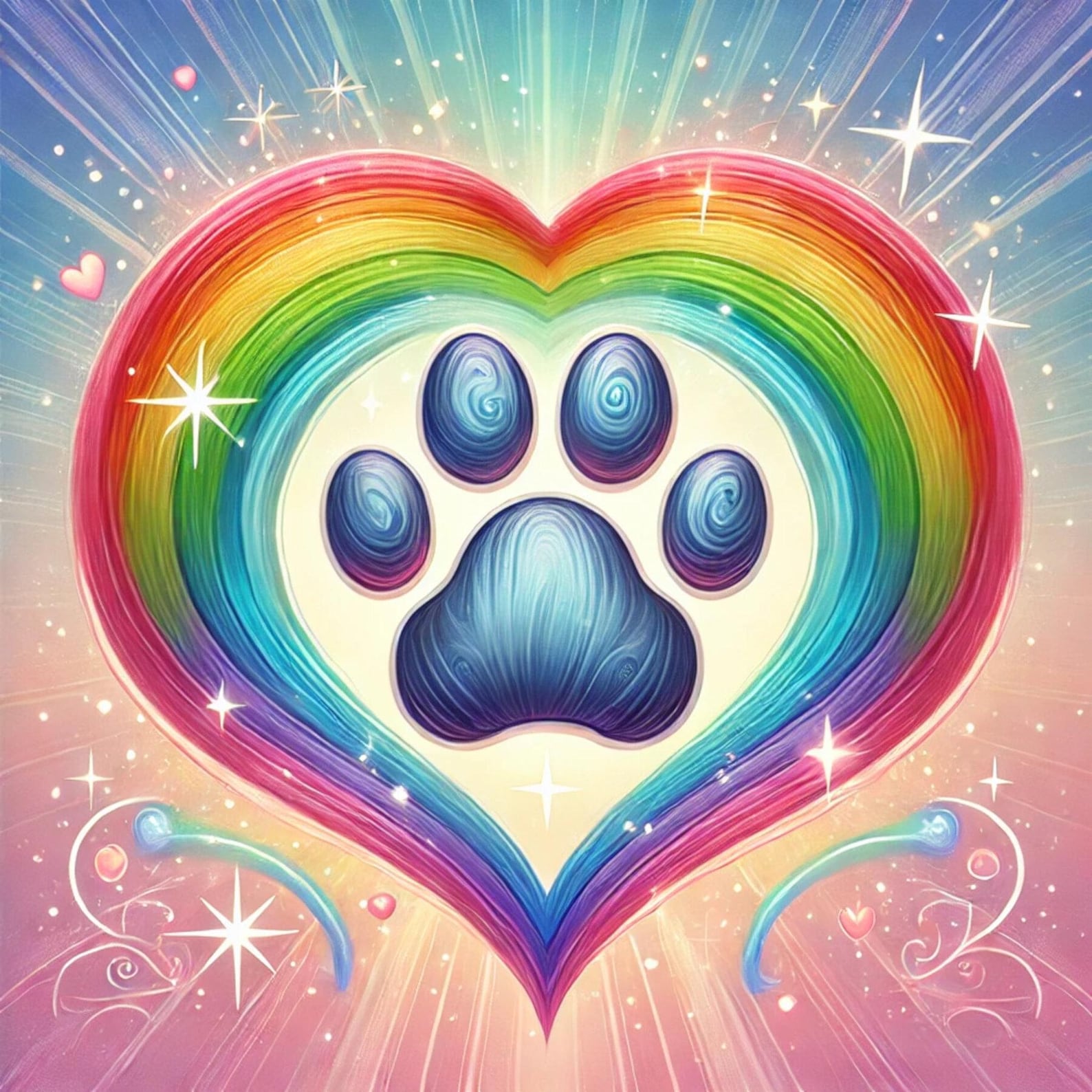 Paw Print Hearts, Rainbow Paw Prints, Pets, Rainbow Art, Paw Print ...