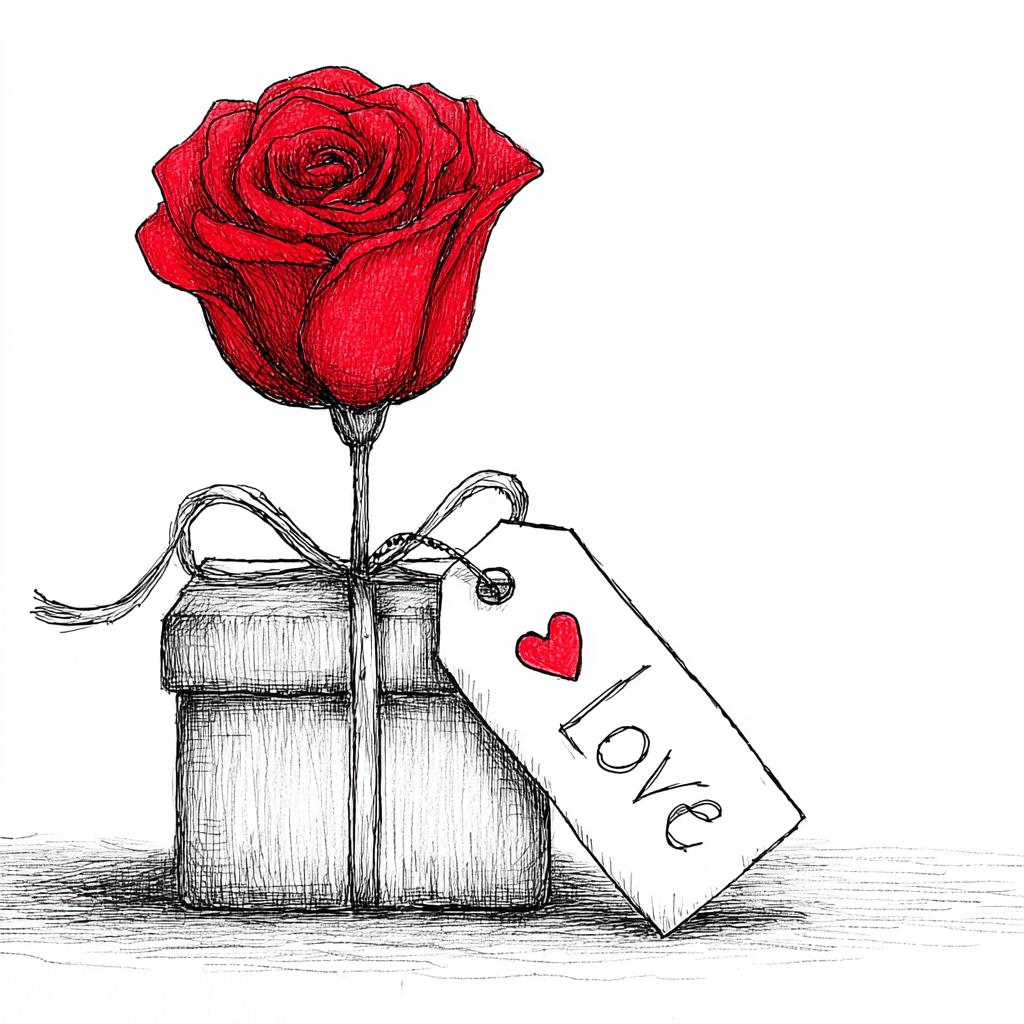 Romantic Bloom CLIPART, Hand Drawn Floral Sketch Art, Valentine Gift ...