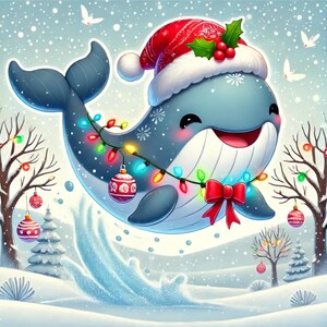 10 Whales Love Christmas Clipart, Whales, Ocean Animals, Christmas ...