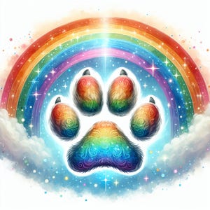Rainbow Paw Prints 2, Colorful Pet Art, Vibrant Paw Prints, Rainbow ...