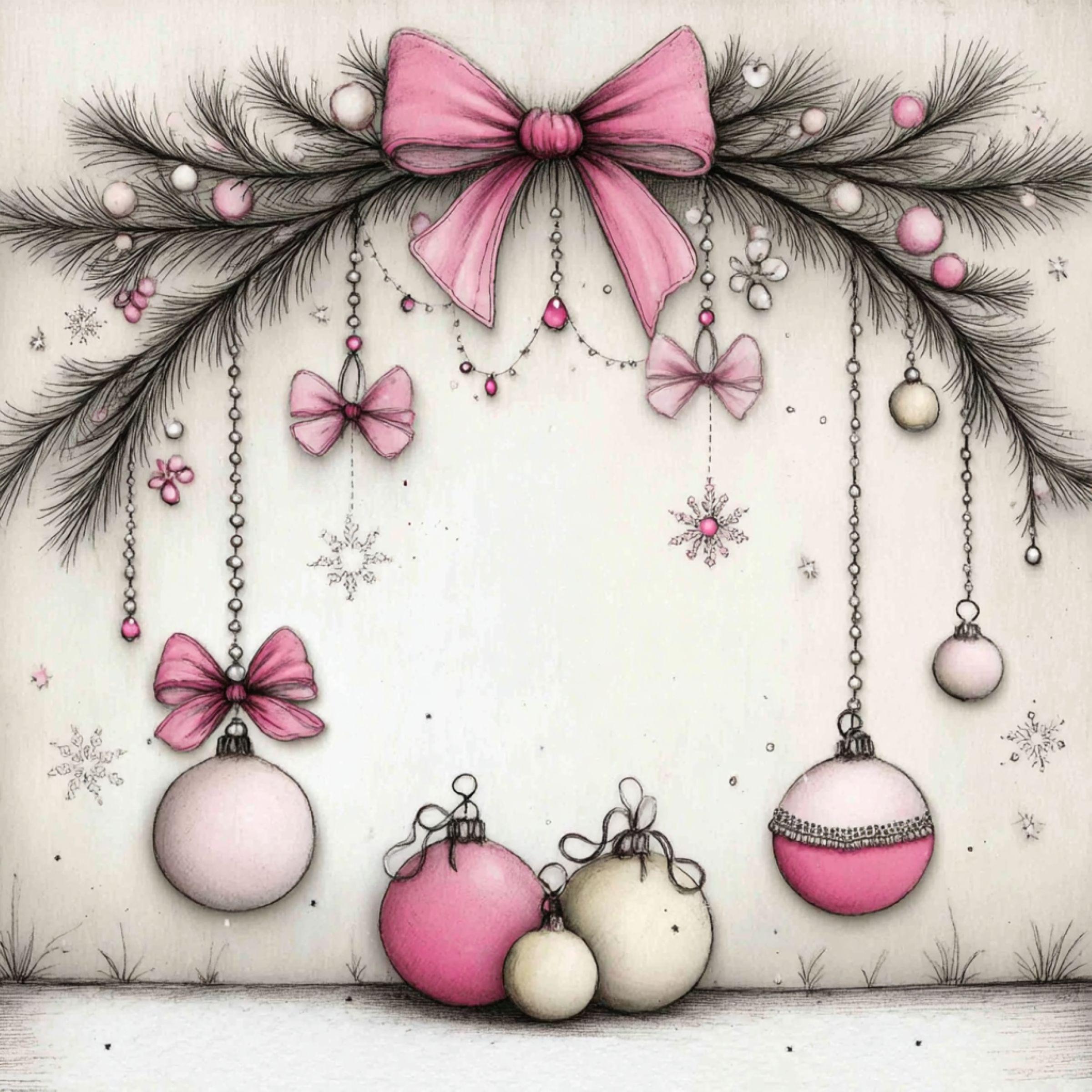 Vintage Pink Christmas Frames, Shabby Chic Scrapbook Borders, Festive ...