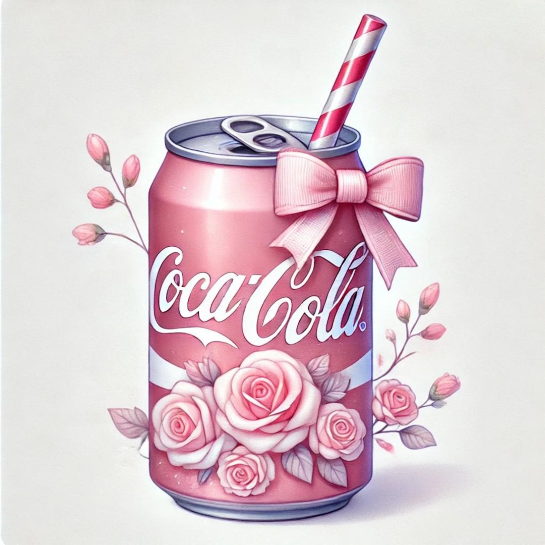 Pink Coke Can, Coca Cola Art, Floral Soda Can, Pastel Coke Aesthetic ...