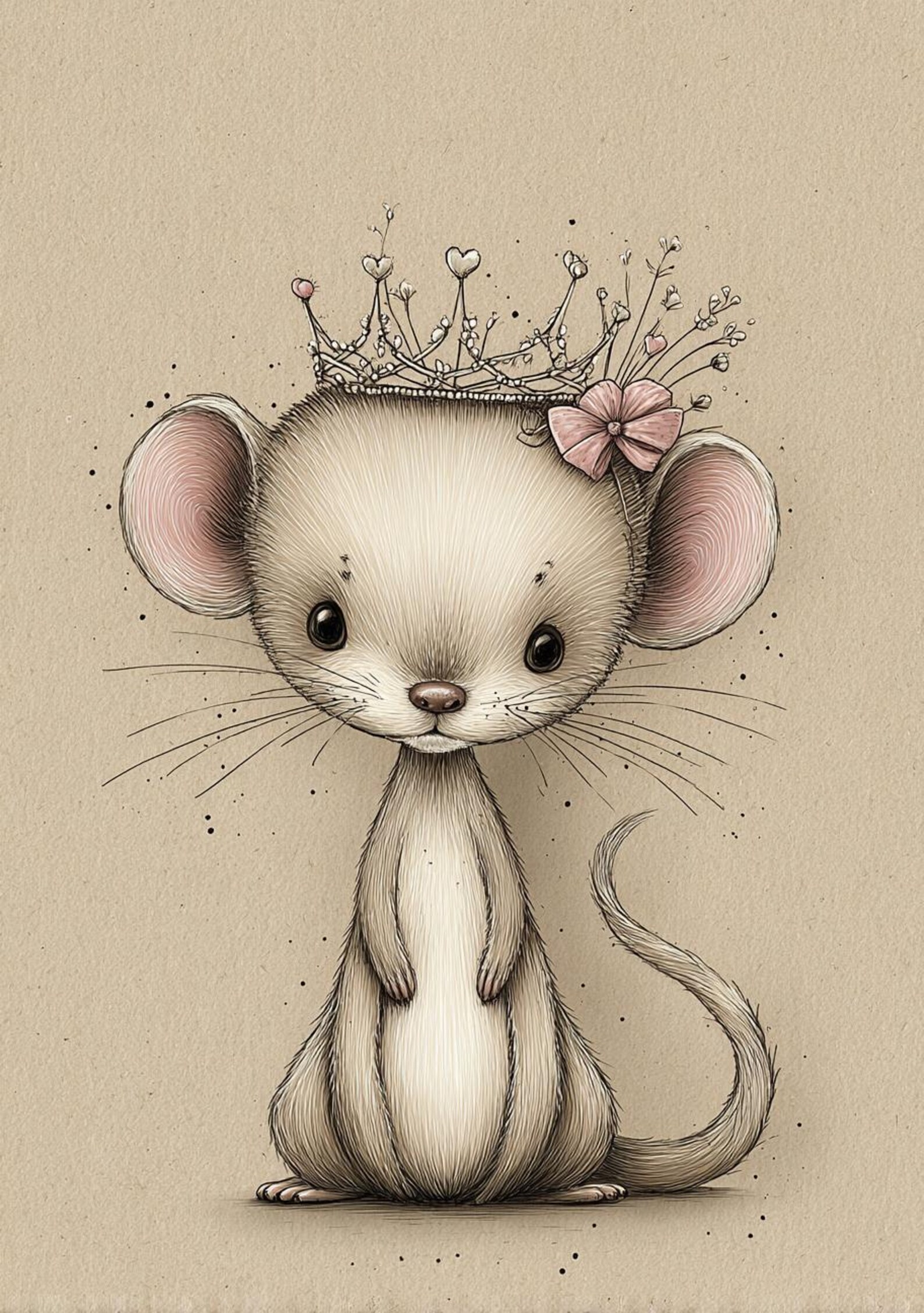 Cute Weasel Art, Weasel Princess, Royal Animal, Baby Weasel, Crown ...