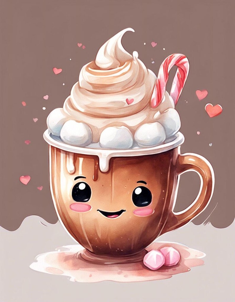12 Cute Kawaii Hot Chocolate Clipart, Drinking Chocolate, Hot Cocoa ...